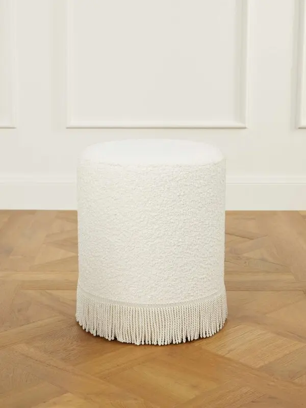 SIX THE RESIDENCE Fringed Velvet Pouf