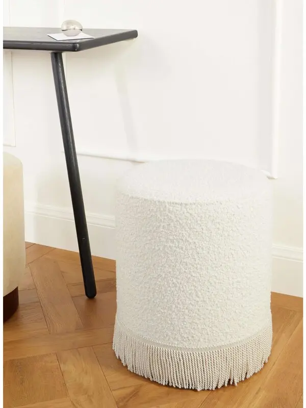 SIX THE RESIDENCE Fringed Velvet Pouf