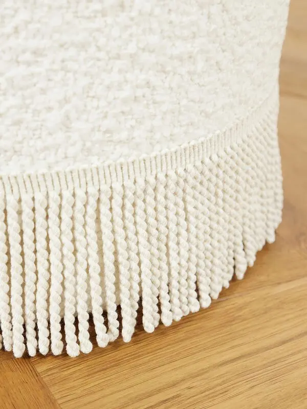 SIX THE RESIDENCE Fringed Velvet Pouf