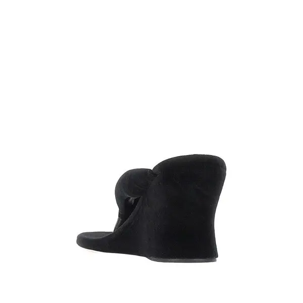 Balenciaga Velvet Wedge Thong Sandals - Black