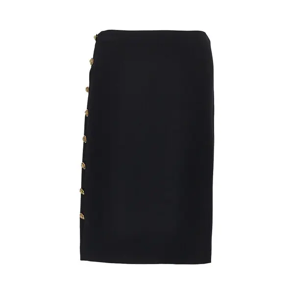 Versace Stretch Viscose Midi Skirt With Medusa Buttons