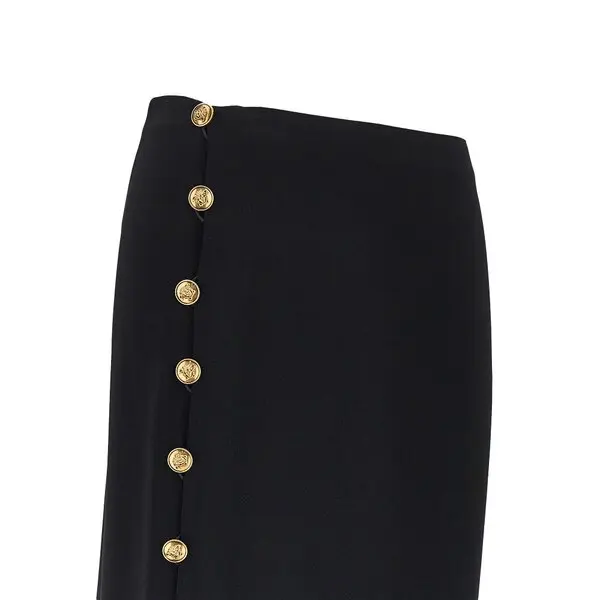 Versace Stretch Viscose Midi Skirt With Medusa Buttons