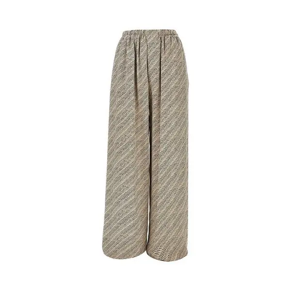 Balenciaga Monogram Print Wide Leg Pants - Beige