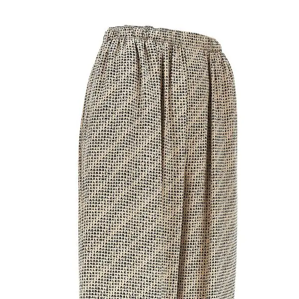 Balenciaga Monogram Print Wide Leg Pants - Beige