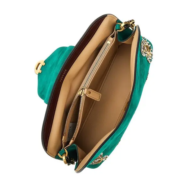 Versace Embroidered Suede Leather 'vivian' Clutch
