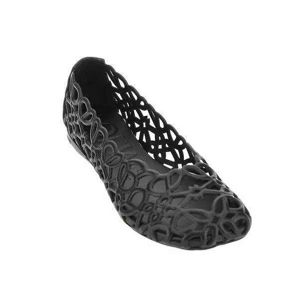 Loewe Petal Anagram Leather Ballet Flats - Black