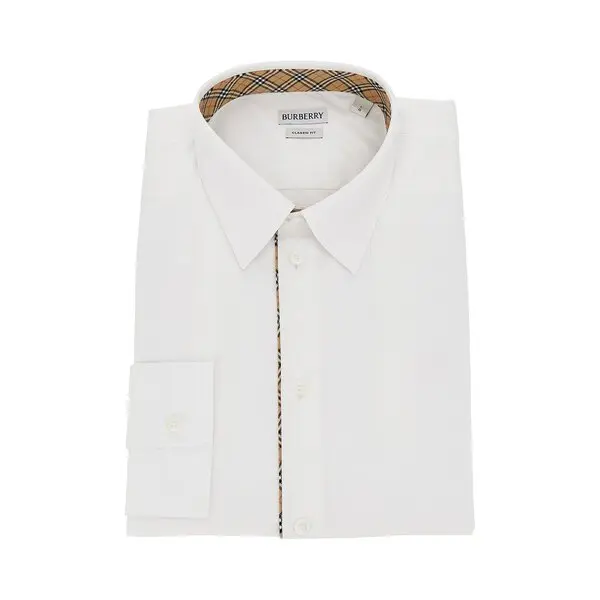 Burberry Poplin Hirt With Check Piping