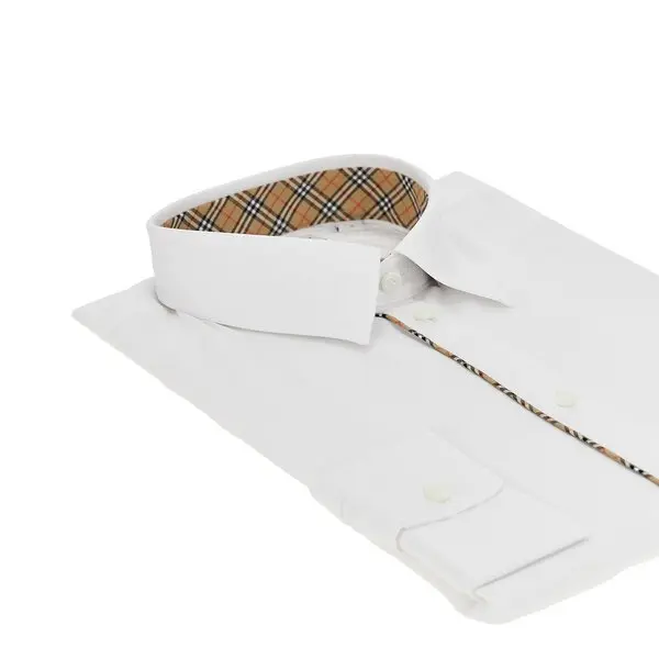 Burberry Poplin Hirt With Check Piping