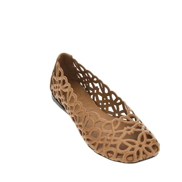 Loewe Petal Anagram Leather Ballet Flats - Brown
