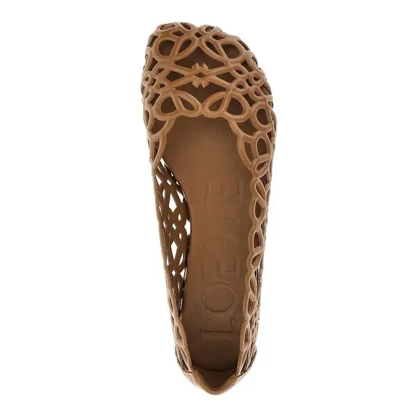 Loewe Petal Anagram Leather Ballet Flats - Brown