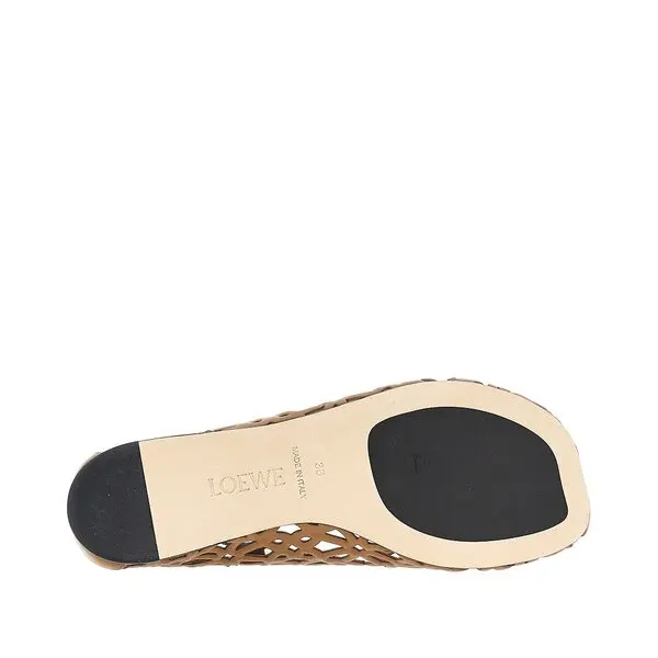 Loewe Petal Anagram Leather Ballet Flats - Brown