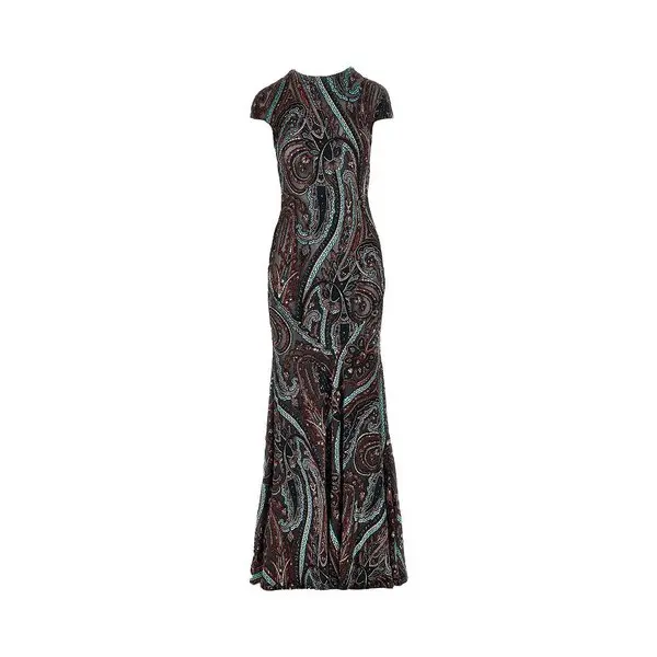 Etro Paisley Dévoré Velvet Mermaid Long Dress