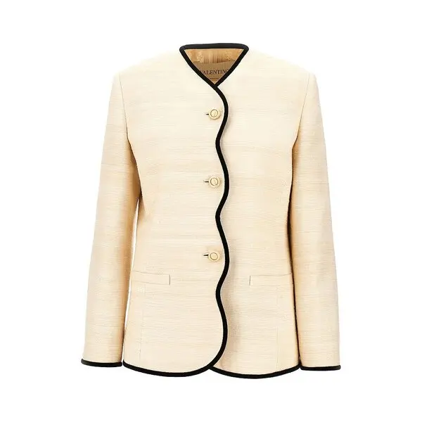 Valentino Garavani Silk Linen Canvas Jacket With Velvet Trimmings
