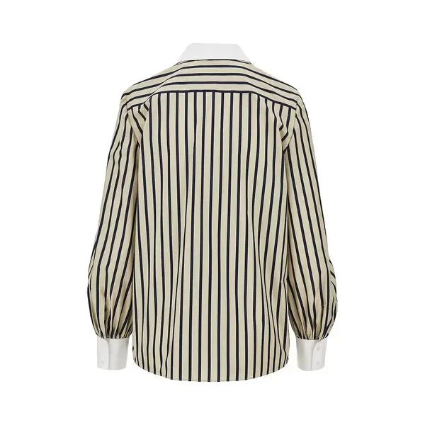 Valentino Garavani Striped Cotton Poplin Shirt With Polka Dot Silk Scarf Detail