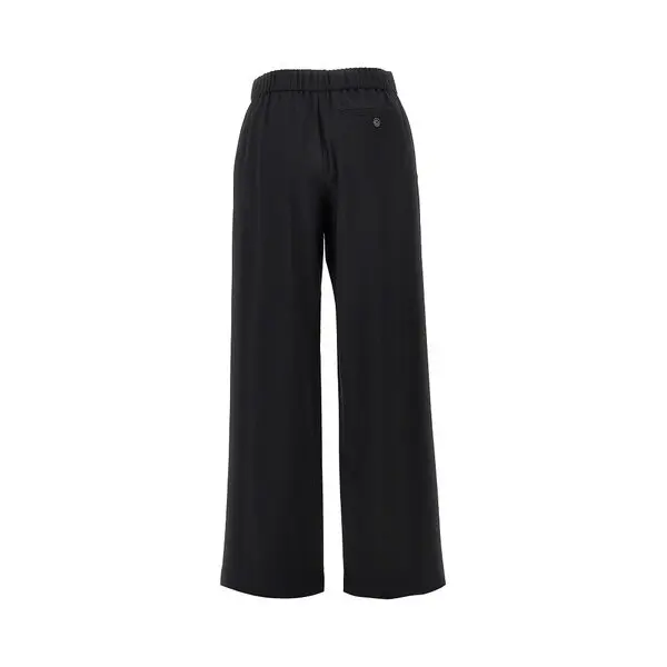 Loewe Tailored Wool Canvas Wide Leg Pants With Elasticated Logo Waist
