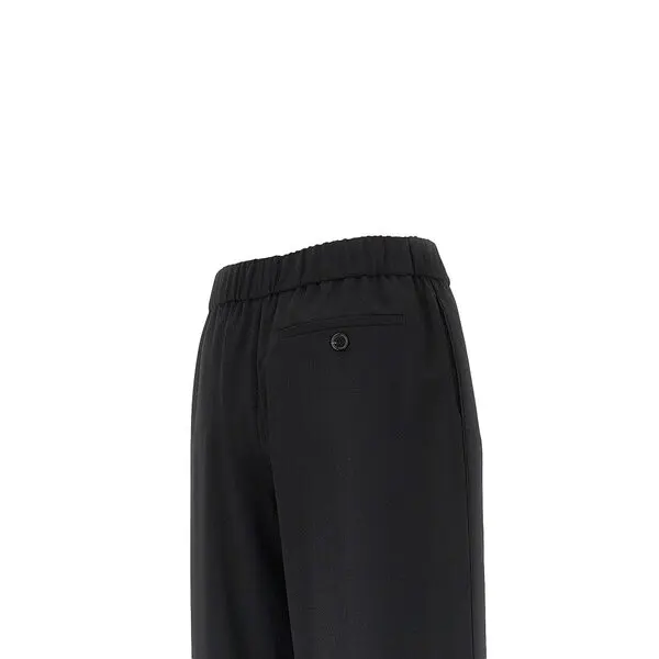 Loewe Tailored Wool Canvas Wide Leg Pants With Elasticated Logo Waist