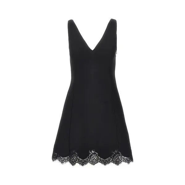 Valentino Garavani Crepe Couture Mini Dress With Lace Trimming - Black