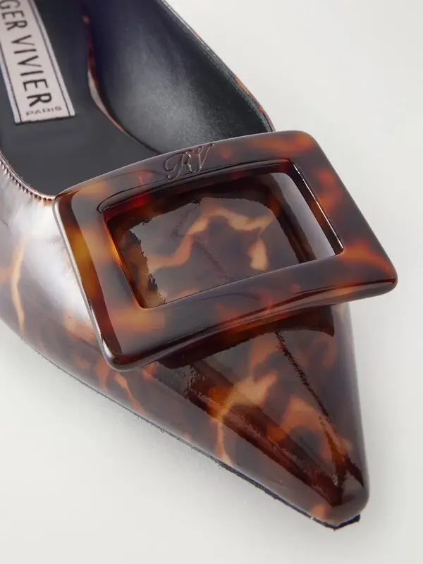 ROGER VIVIER Gommettine 5 Printed Patent-leather Flats - Tortoiseshell
