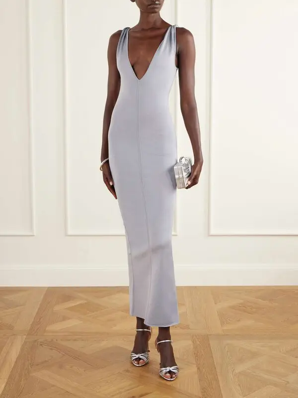 Galvan Twisted Tyra Stretch-knit Midi Dress