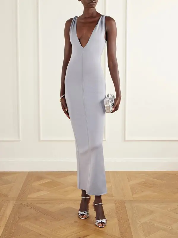 Galvan Twisted Tyra Stretch-knit Midi Dress