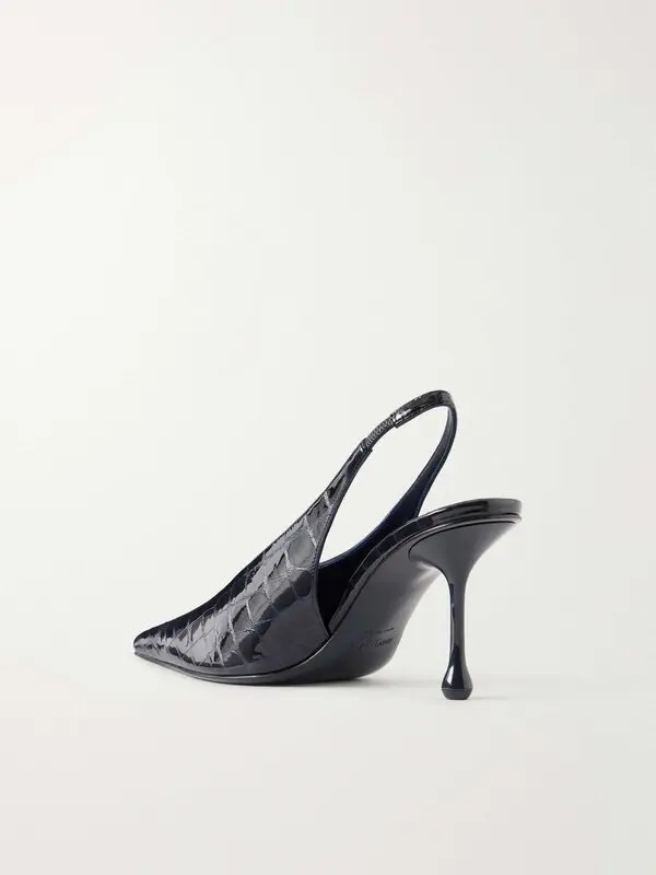 JIMMY CHOO Isa 80 Croc-effect Leather Slingback Pumps