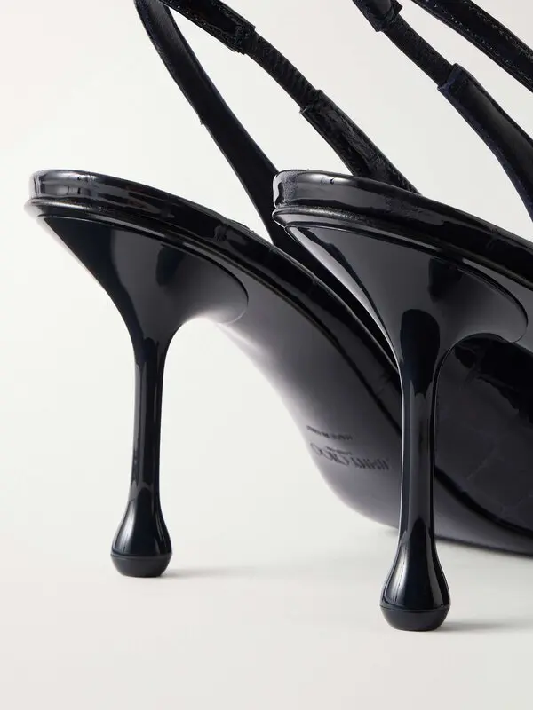JIMMY CHOO Isa 80 Croc-effect Leather Slingback Pumps