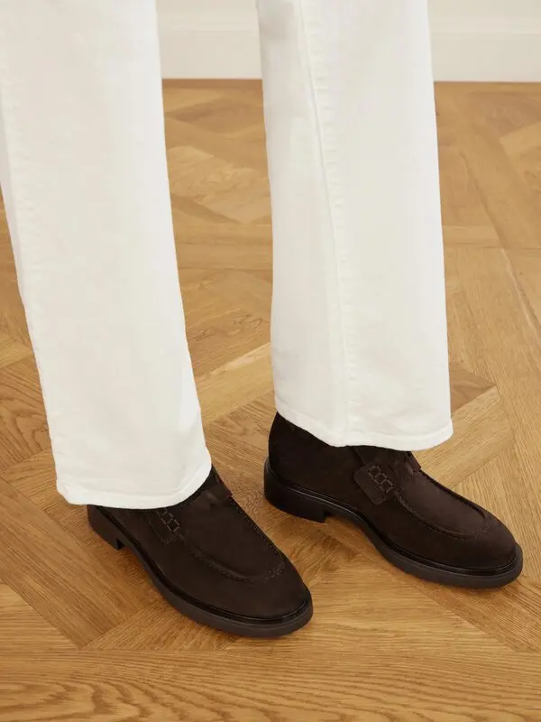 GIANVITO ROSSI Suede Penny Loafer Ankle Boots - Brown