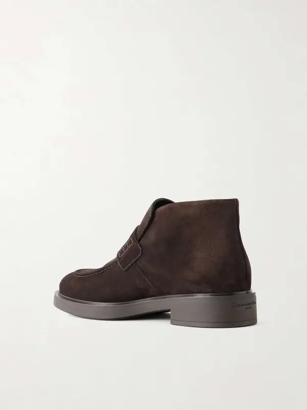 GIANVITO ROSSI Suede Penny Loafer Ankle Boots