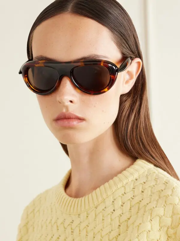 Bottega Veneta Sardine Aviator-style Injected Sunglasses - Tortoiseshell