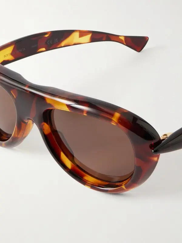 Bottega Veneta Sardine Aviator-style Injected Sunglasses - Tortoiseshell