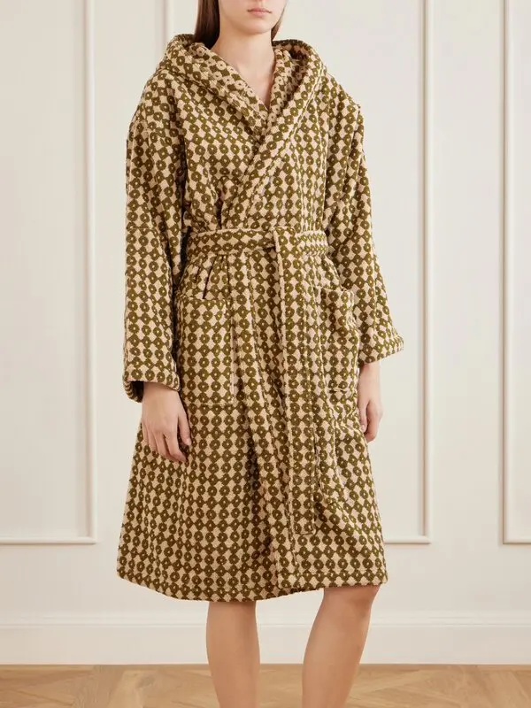 AUTUMN SONATA Hanna Printed Cotton-terry Bathrobe