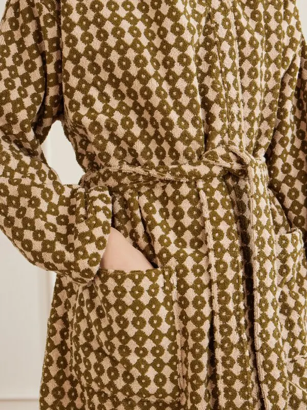 AUTUMN SONATA Hanna Printed Cotton-terry Bathrobe