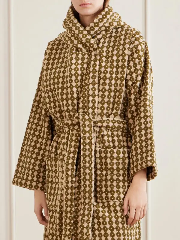 AUTUMN SONATA Hanna Printed Cotton-terry Bathrobe