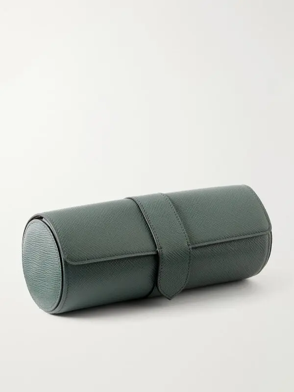 Smythson Full-grain Leather Watch Roll - Green