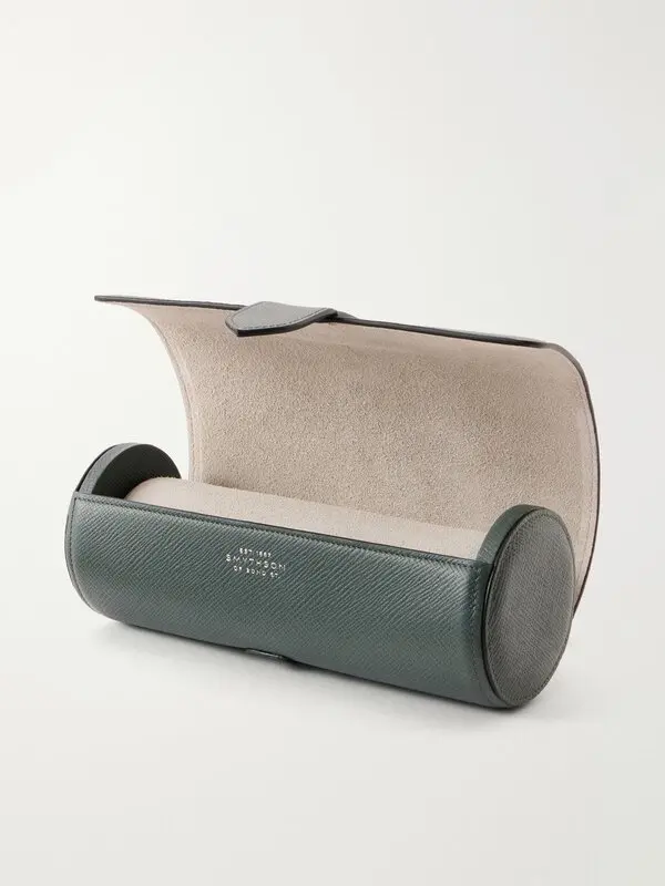 Smythson Full-grain Leather Watch Roll - Green