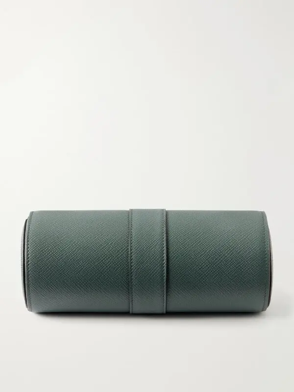 Smythson Full-grain Leather Watch Roll - Green