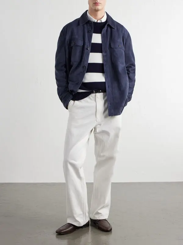 Ralph Lauren Purple Label Calloway Suede Jacket - Blue