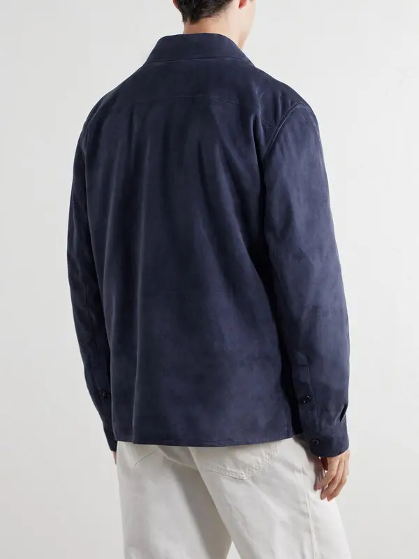 Ralph Lauren Purple Label Calloway Suede Jacket - Blue