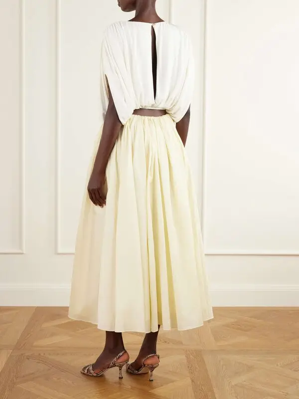 ABADIA Draped Stretch-jersey Blouse - White