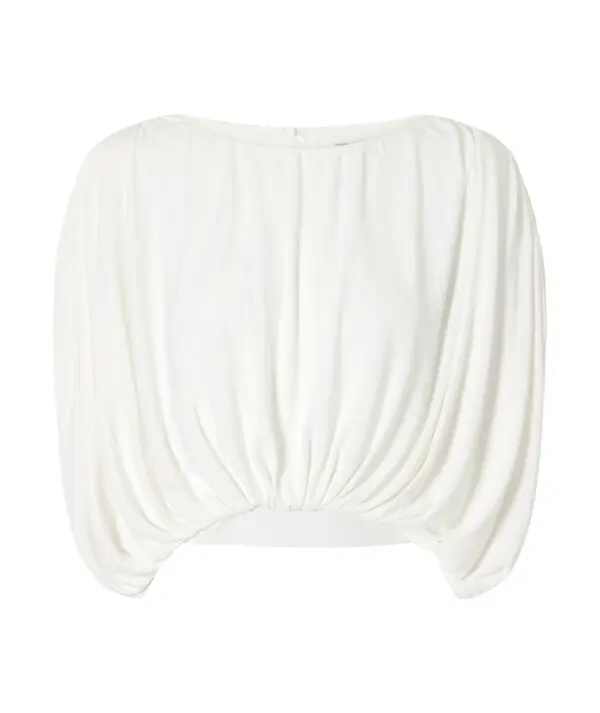 ABADIA Draped Stretch-jersey Blouse - White