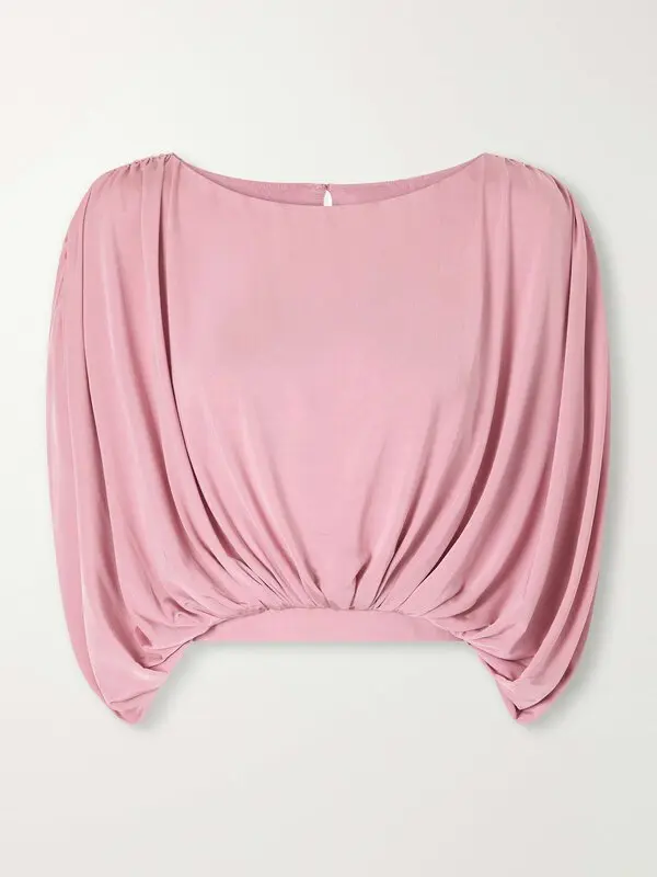 ABADIA Draped Stretch-jersey Blouse - Pink