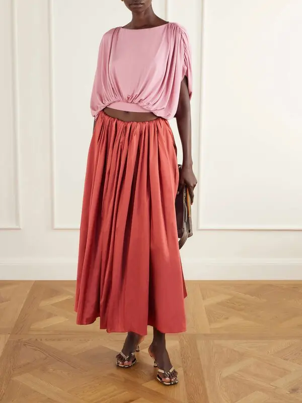 ABADIA Draped Stretch-jersey Blouse - Pink
