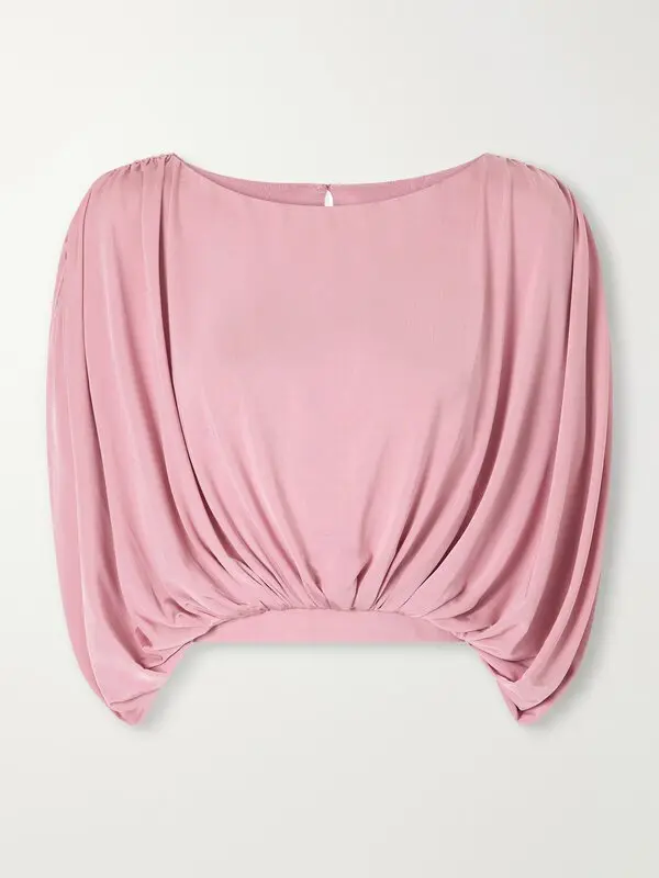 ABADIA Draped Stretch-jersey Blouse - Pink