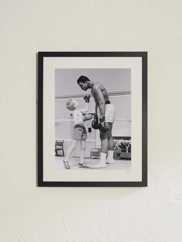 SONIC EDITIONS Framed 1963 Ali And Young Patrick Power Print, 16" X 20 - Black