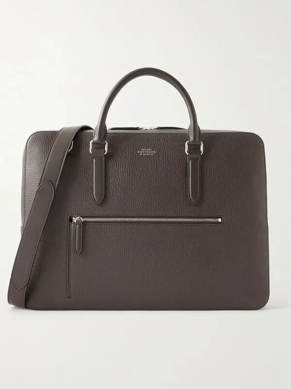 Smythson Full-grain Leather Briefcase - Brown