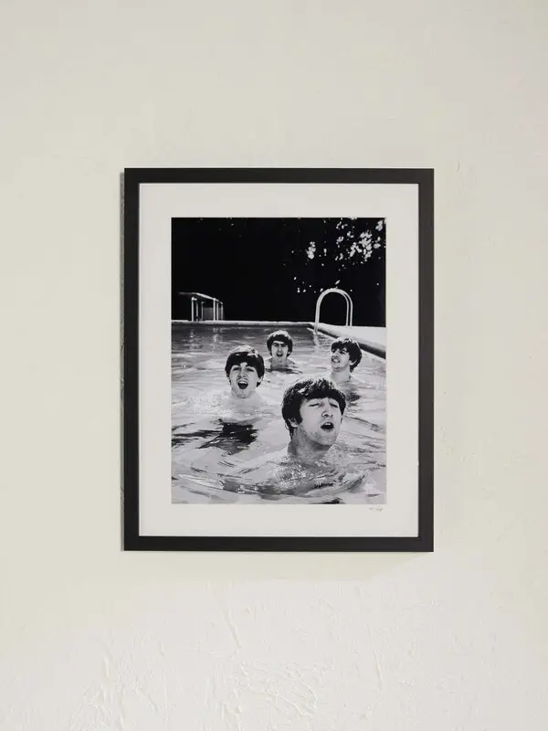SONIC EDITIONS Framed 1964 Beatles Taking A Dip Print, 40" X 50