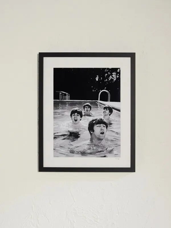 SONIC EDITIONS Framed 1964 Beatles Taking A Dip Print, 40" X 50&quot - Black