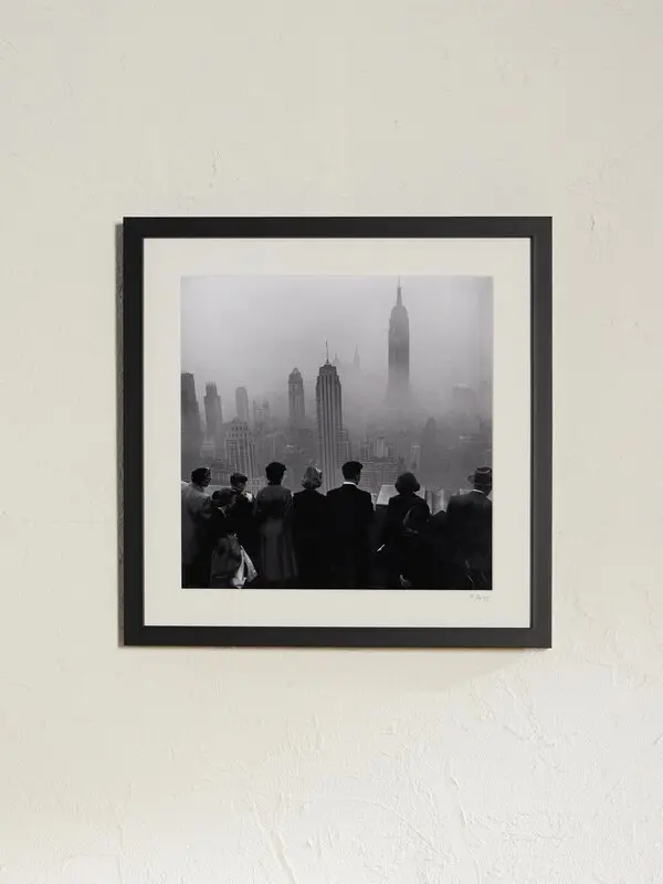 SONIC EDITIONS Framed 1953 Contemplating The Big Apple Print, 40" X 40&quot - Black