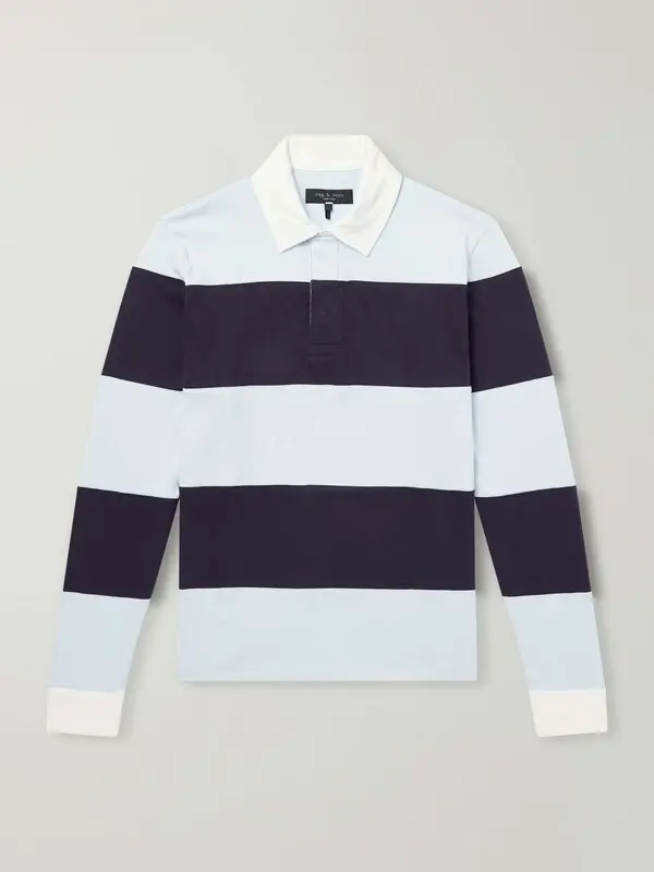 Rag & Bone Striped Cotton-jersey Polo Shirt