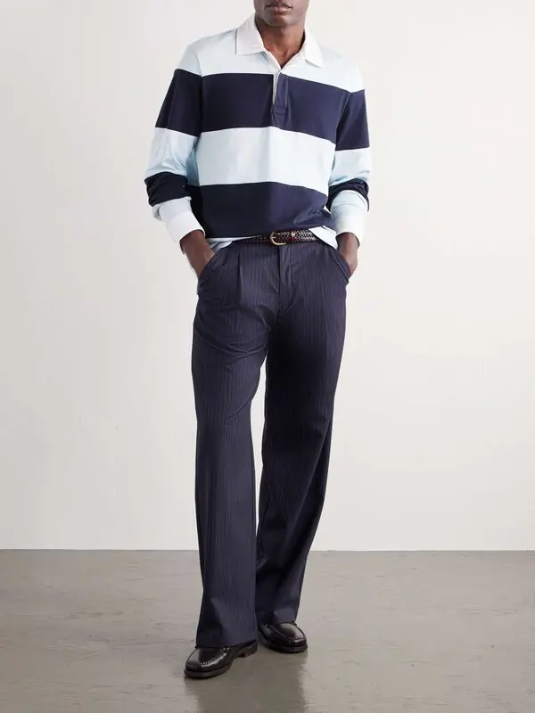Rag & Bone Striped Cotton-jersey Polo Shirt